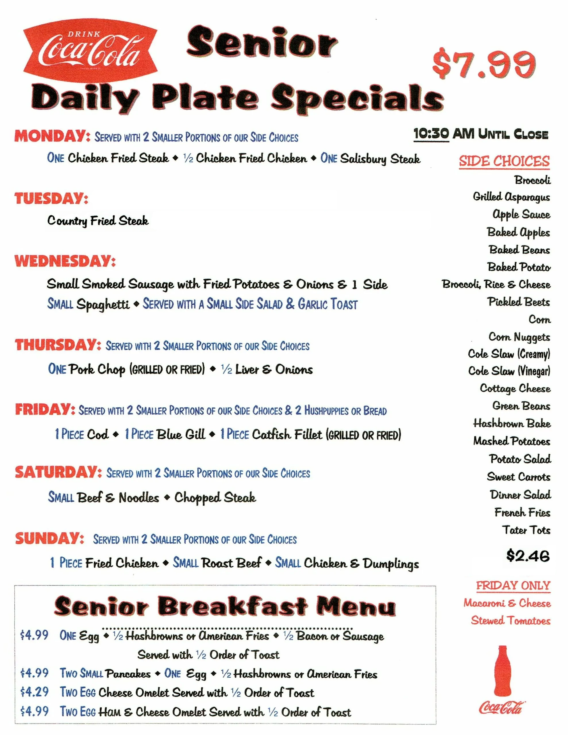 Senior Meal Specials Sparta IL | American Family Diner